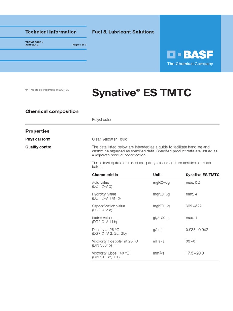 Synative ES TMTC | PDF | Viscosity | Chemical Substances