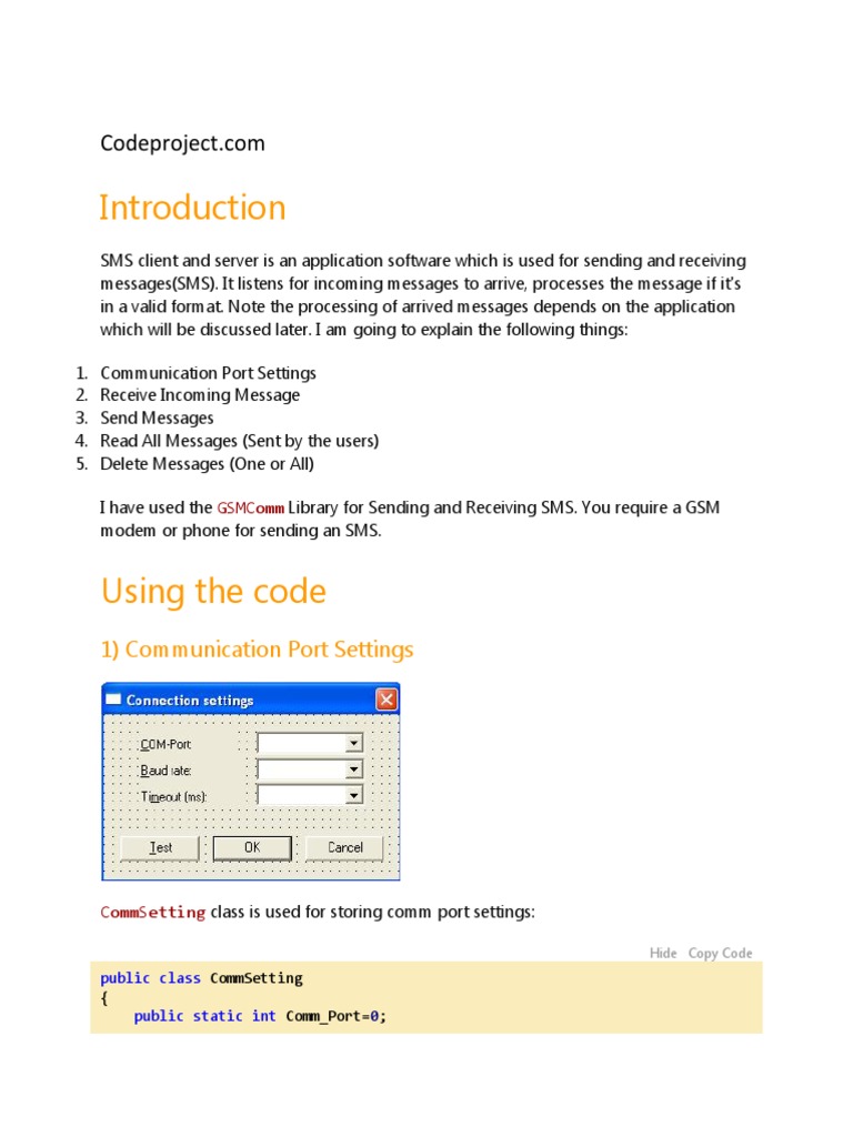 1) Communication Port Settings: Gsmcomm | PDF | Information Age ...