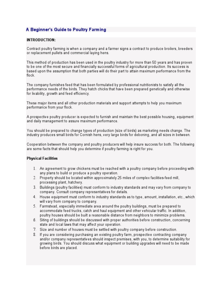 A Beginner's Guide To Poultry Farming | PDF | Chicken | Poultry Farming