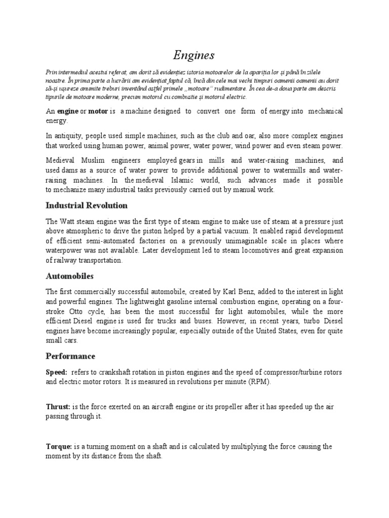 Engines Essay | PDF | Engines | Rocket Engine