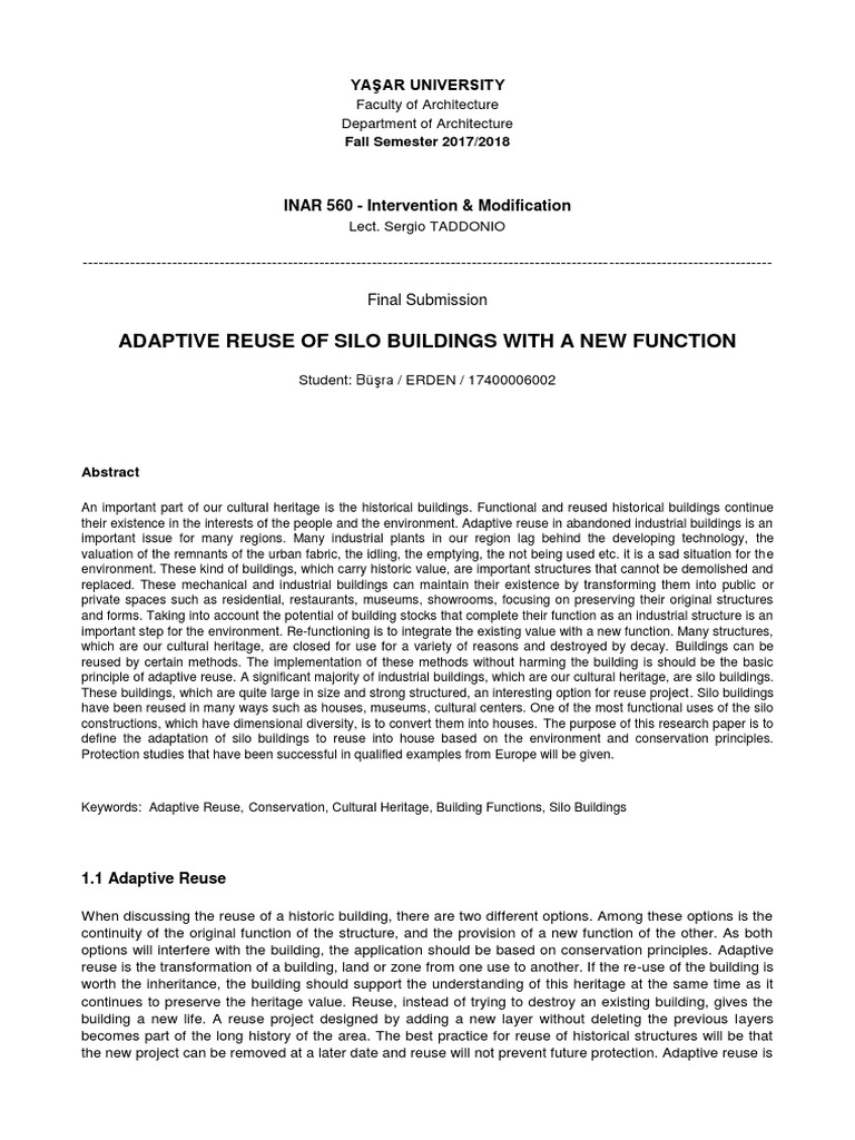 Adaptive Reuse of Silo Buildings | PDF | Economic Sectors | Nature