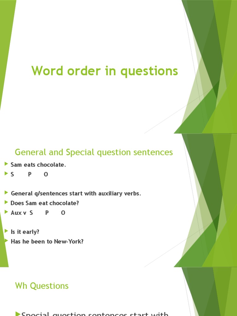 Word Order in Questions Present Simple | PDF | Question | Consonant