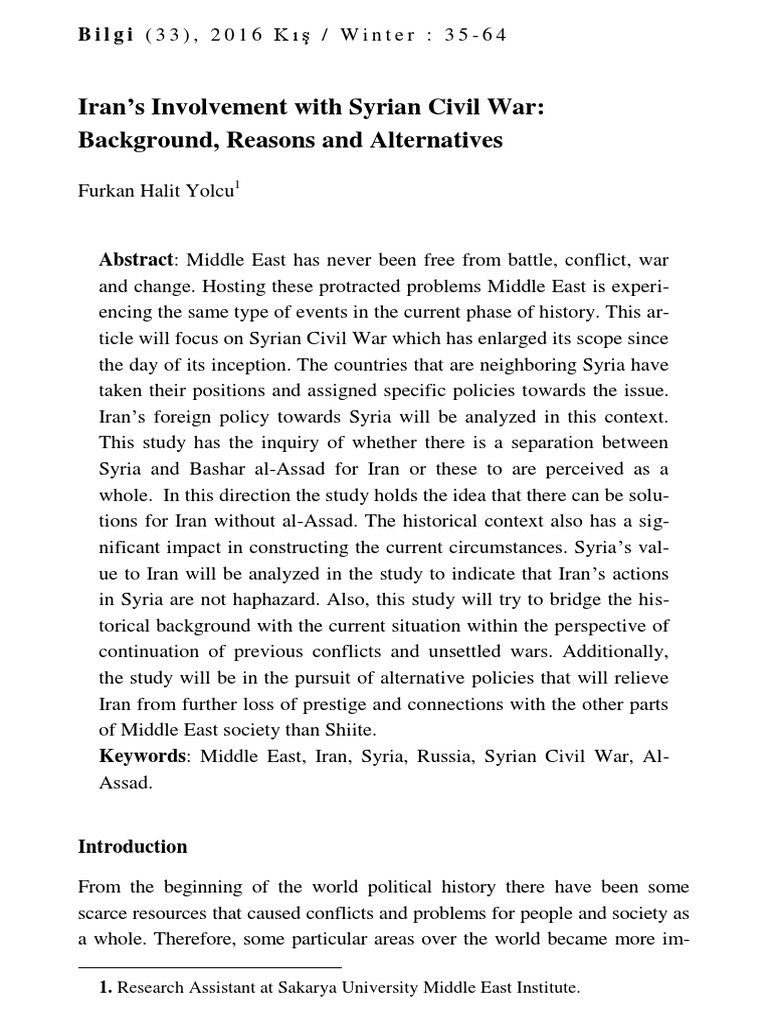Iran's Role in the Syrian Civil War | PDF | Bashar Al Assad | Syrian ...