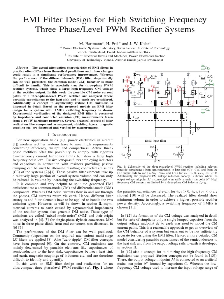 EMI Filter Design For High Switching Frequency | Download Free PDF ...