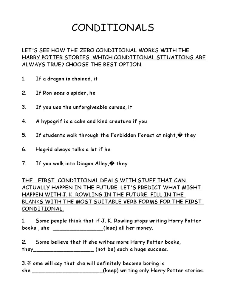 Conditional Scenarios in Harry Potter | PDF | Fantasy Novel Series ...