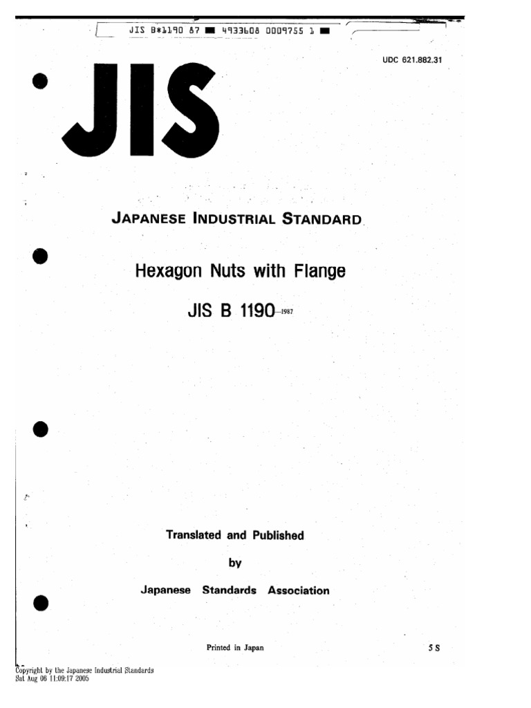 JIS-B1190 - Hexagon Nuts With Flange | PDF