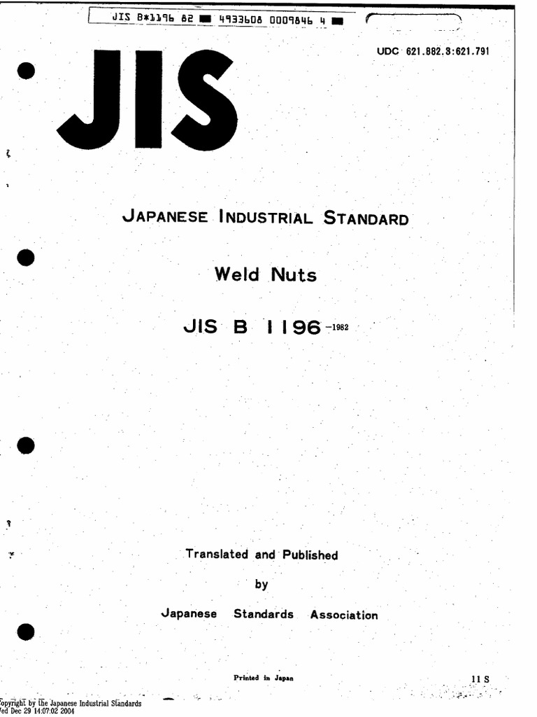 JIS-B1196 - Weld Nuts | PDF