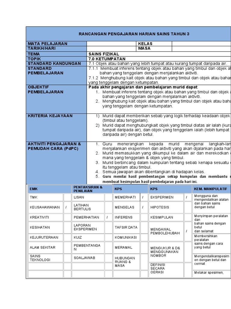 RPH Sains Tahun 3 Pak 21 1 | PDF