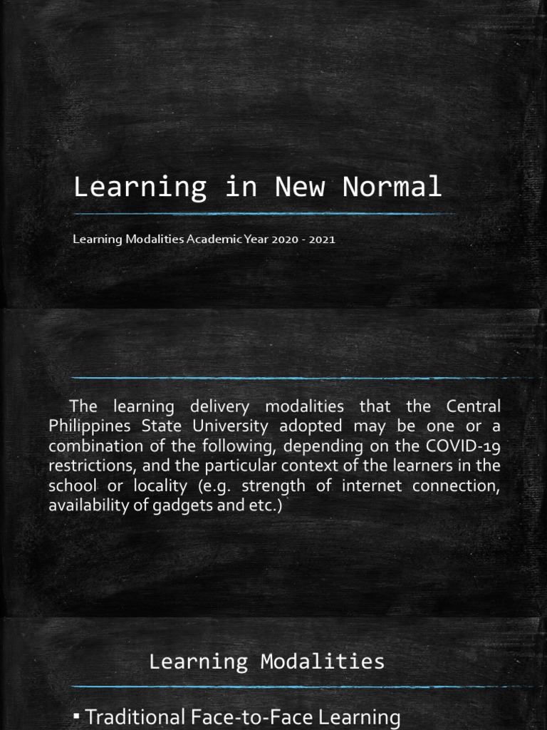 Learning in New Normal: Learning Modalities Academic Year 2020 - 2021 ...