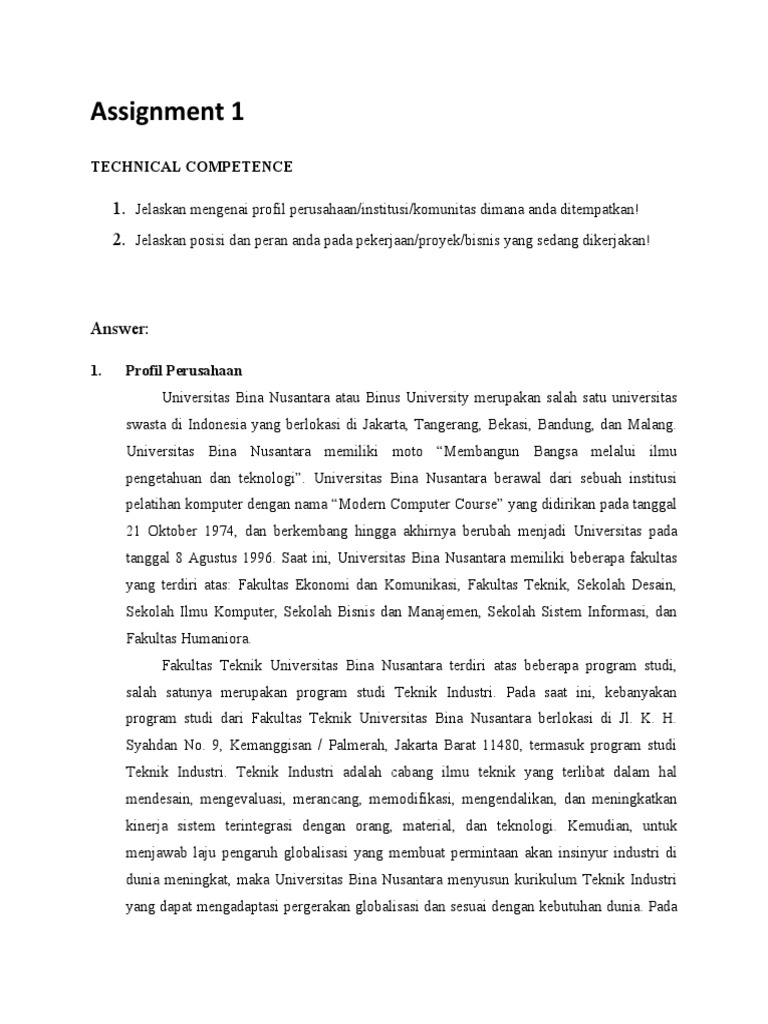 Assignment Bulan 1 - David Setiawan Lianky - 2101637586 - IN CS RS en | PDF