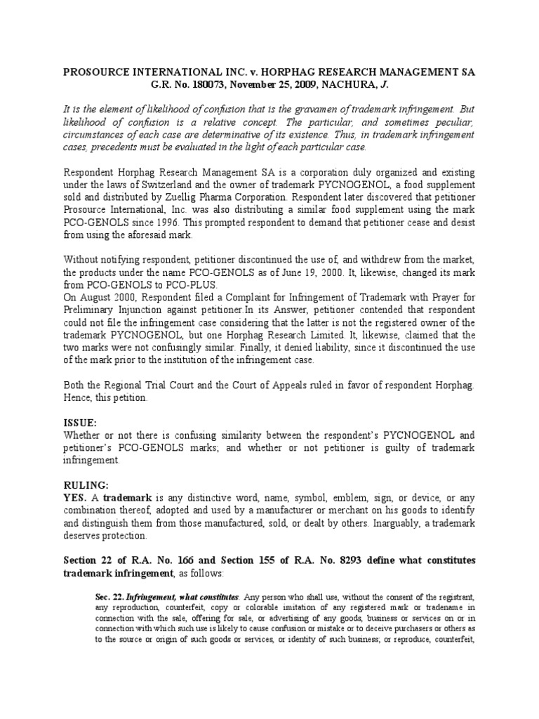 Prosource International v. Horphag Research Management | PDF ...