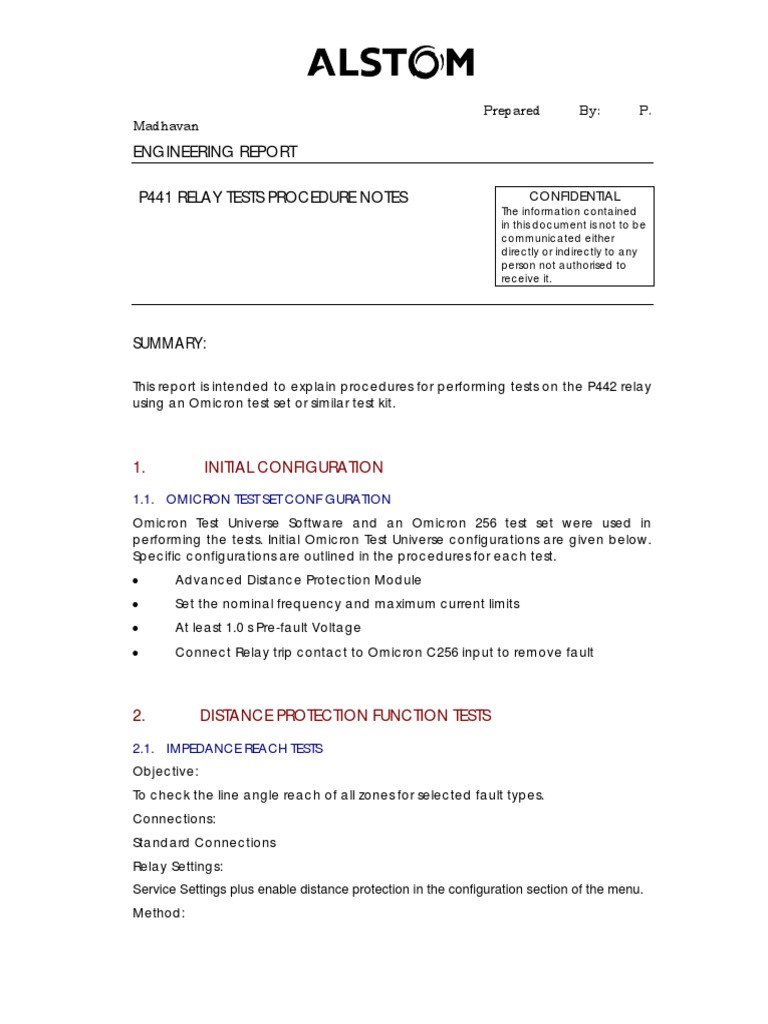 Dist Relay Test Procedure | PDF | Relay | Electrical Components