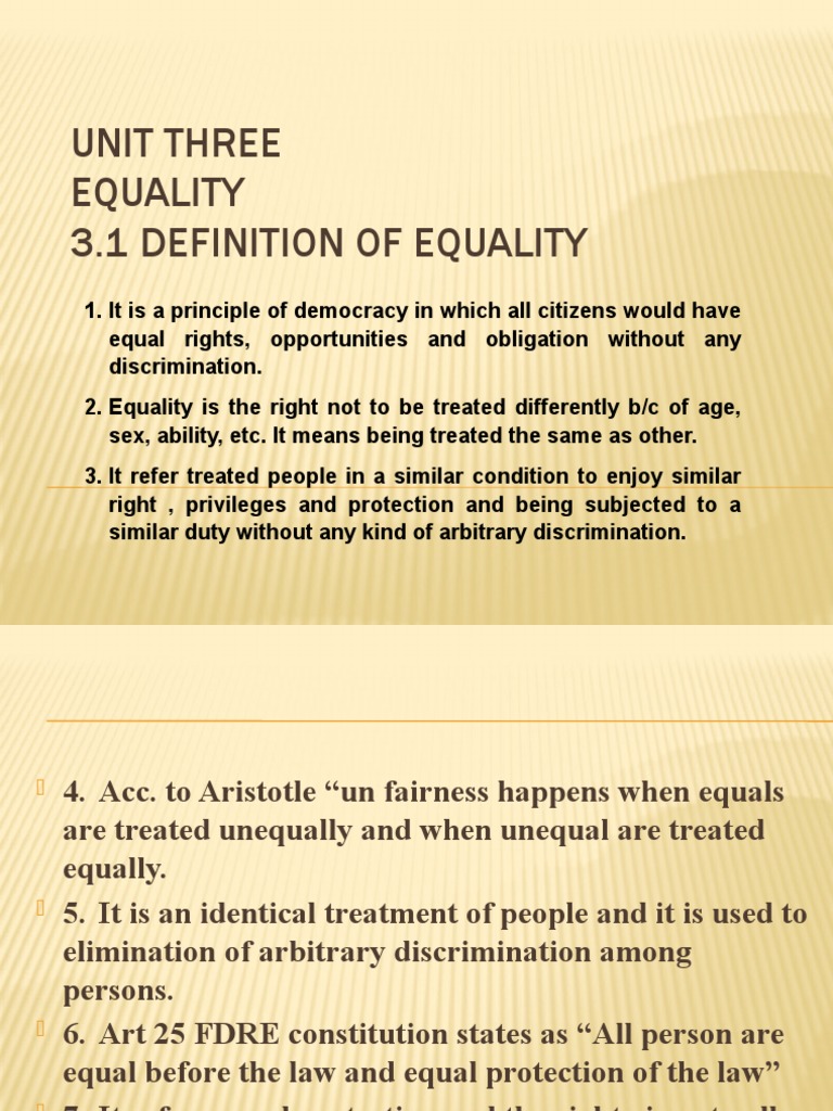 Unit Three Equality 3.1 Definition of Equality | PDF | Equal ...