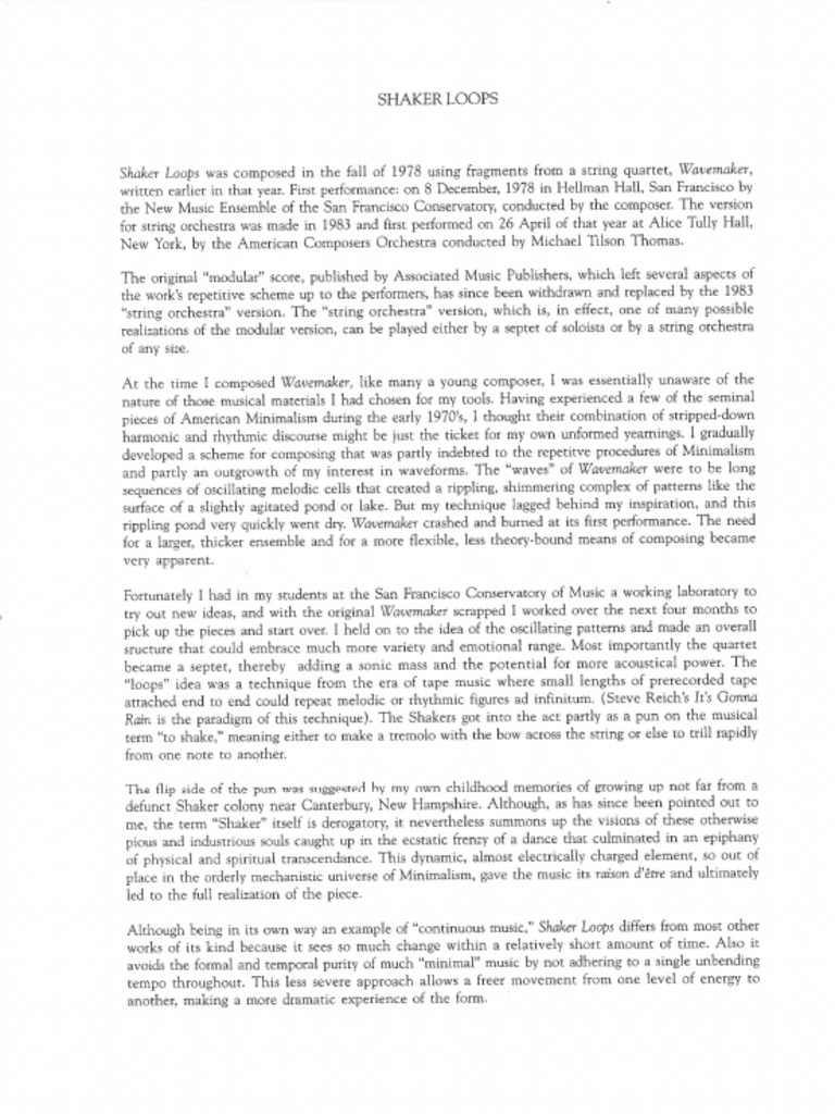 Shaker Loops - Info | PDF