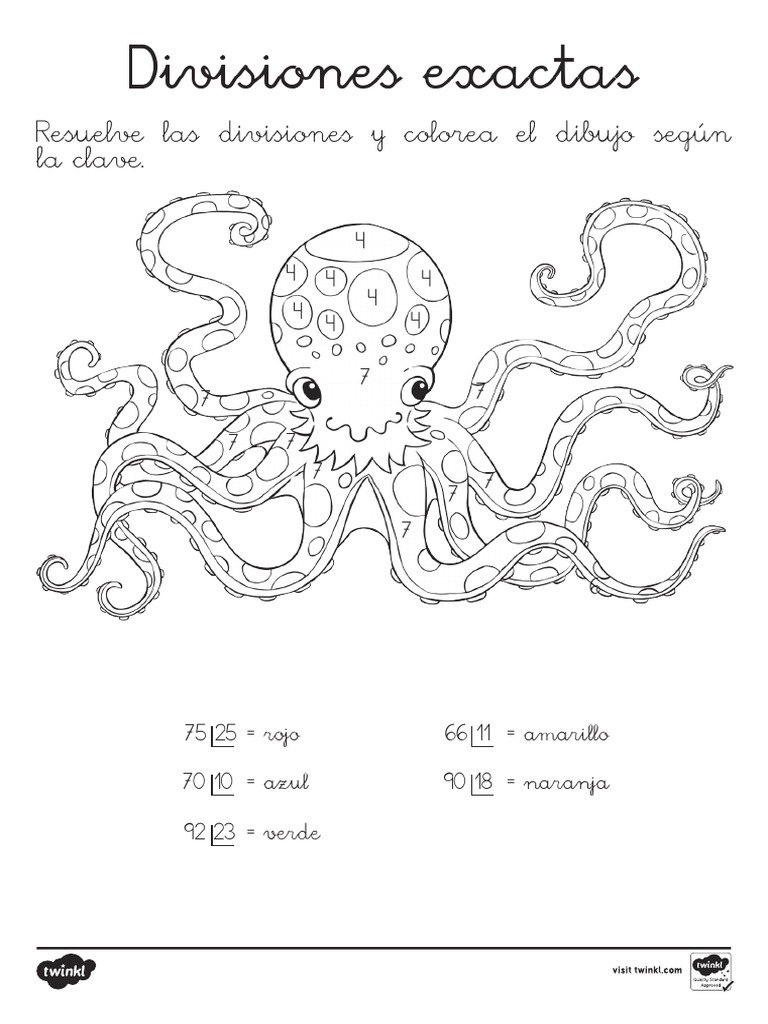 Divisiones exactas y coloreado según clave | PDF