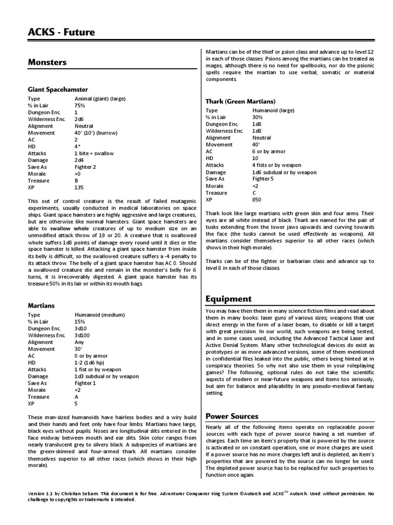 Version 1.1 by Chrisitan Selzam. This Document Is For Free. Adventurer ...