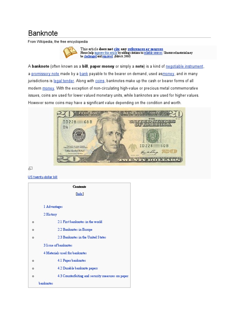 Banknote: Negotiable Instrument Promissory Note Bank Money Legal Tender ...