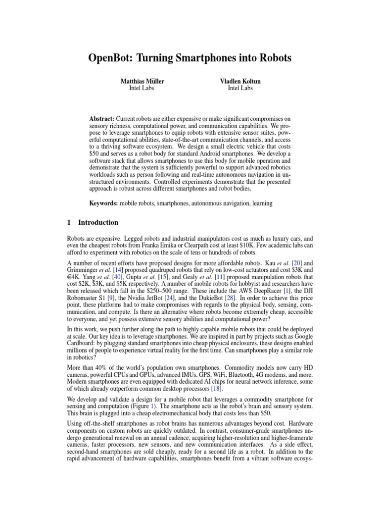 Openbot: Turning Smartphones Into Robots | PDF | Smartphone | Robotics