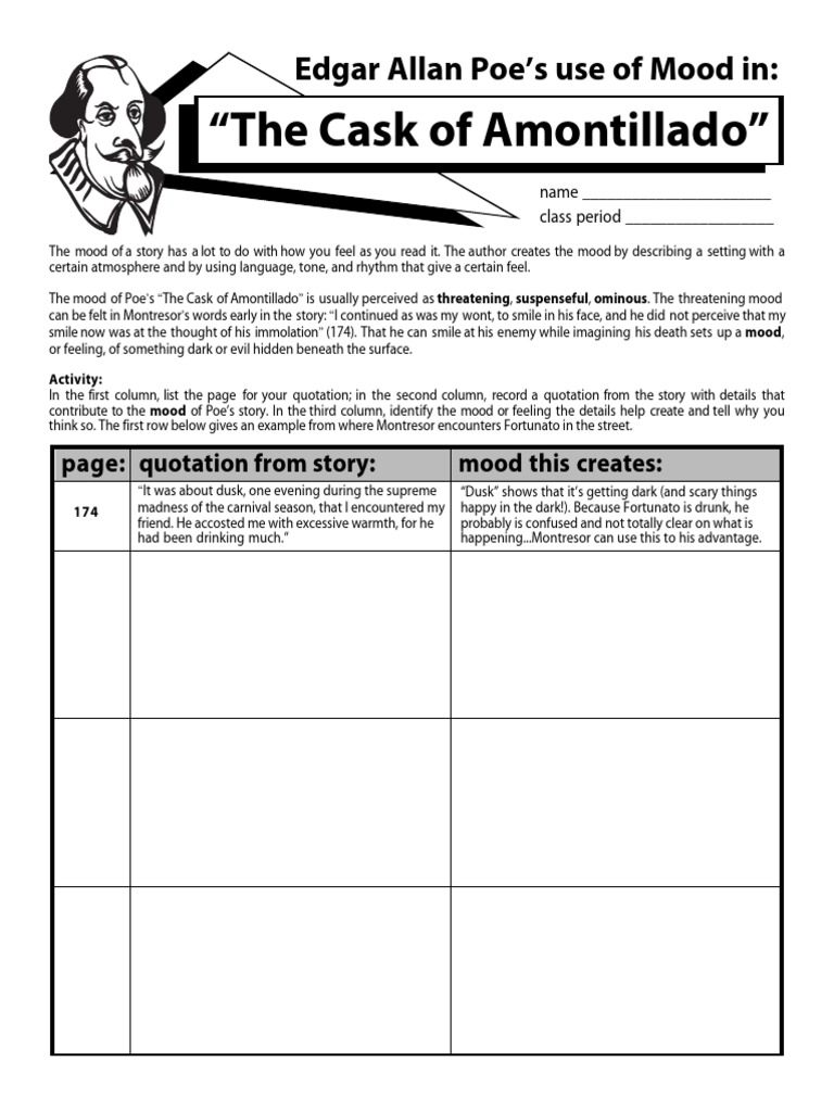 "The Cask of Amontillado": Edgar Allan Poe's Use of Mood in | PDF