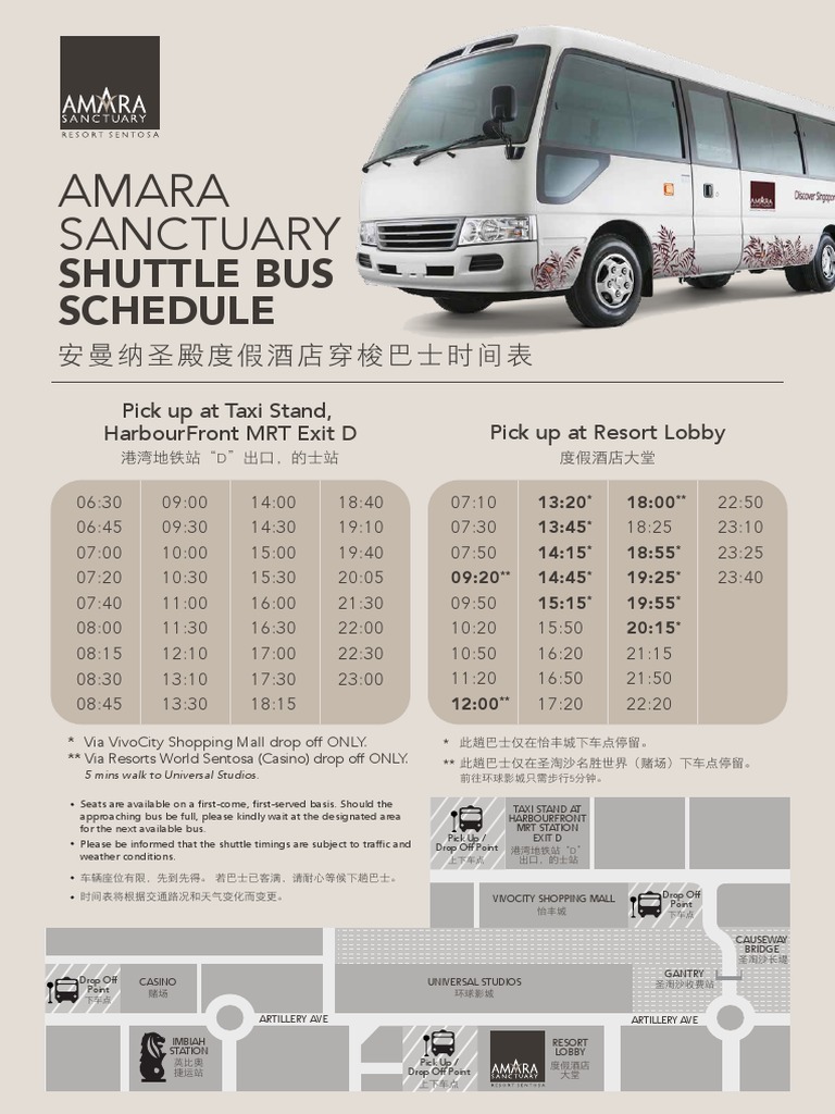 Amara Sanctuary: Shuttle Bus Schedule | PDF | Taxicab | Public Services