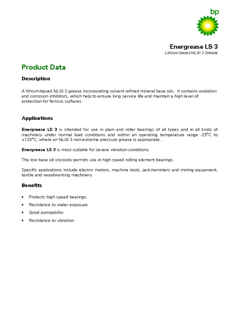 BP Energrease LS | PDF | Chemistry | Chemical Substances
