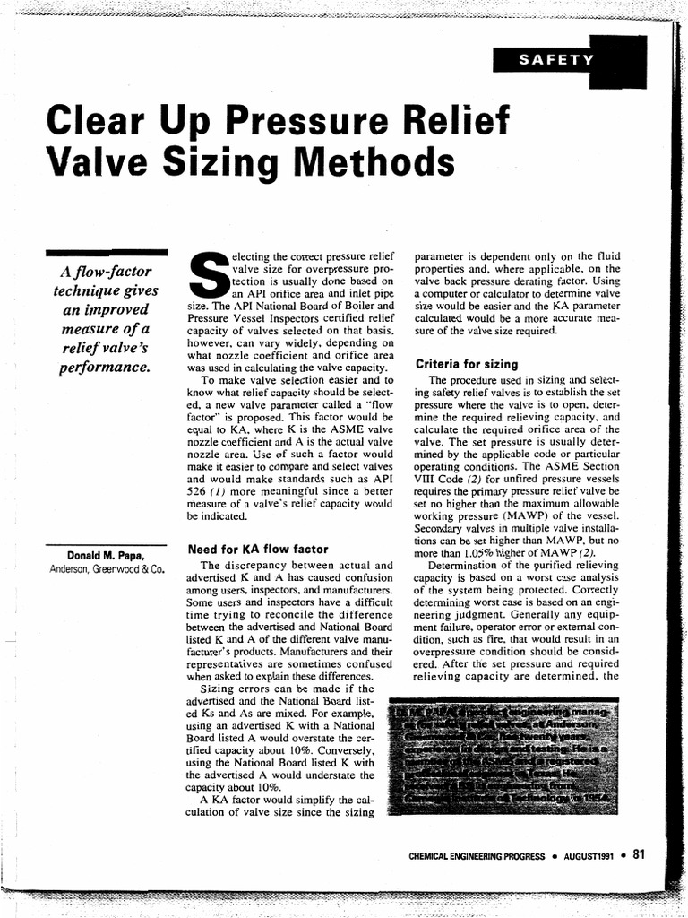 Clear Up PRV Sizing Methods | PDF | Nozzle | Valve