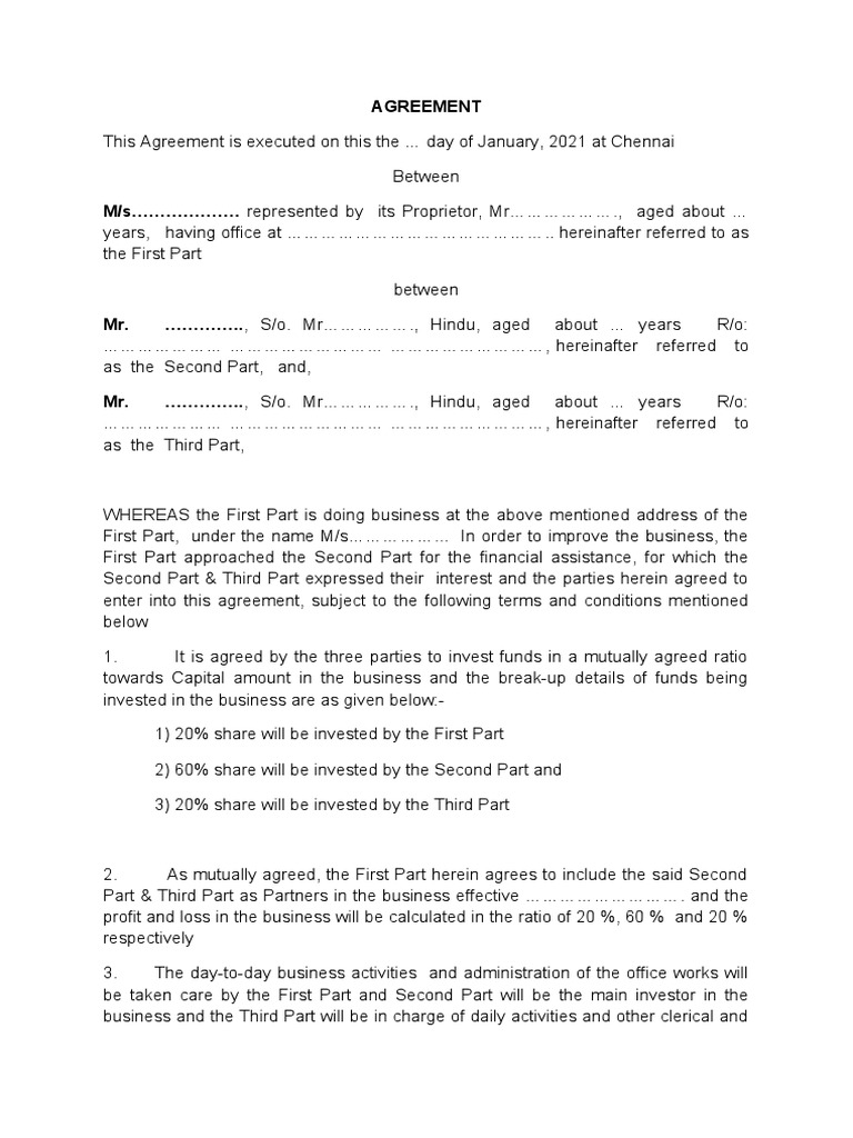 Dummy Businsess Agreement | PDF | Investing | Economies
