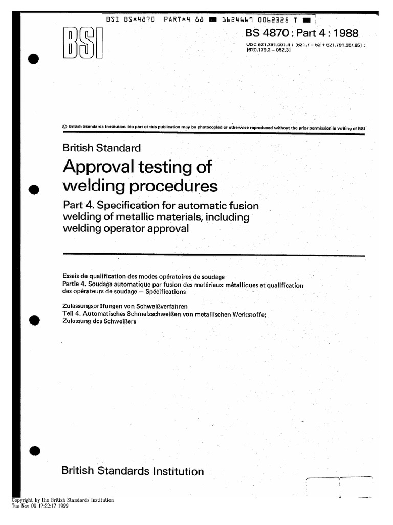 BS 4870 Part-4 1988 | PDF