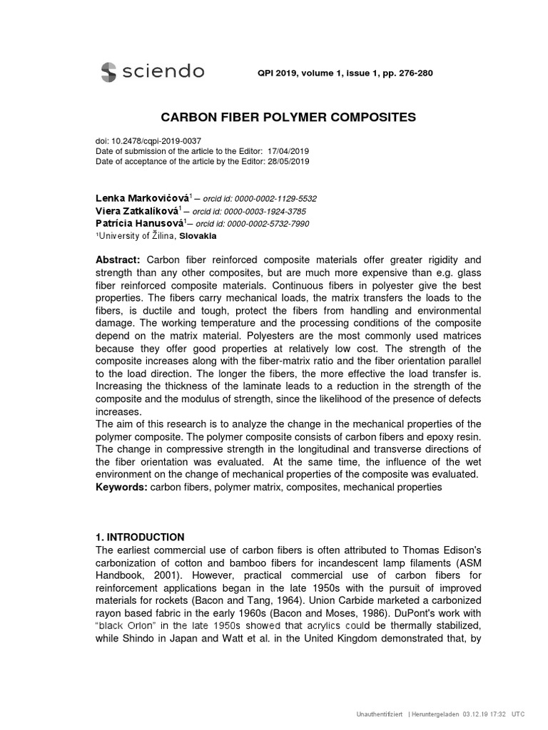 Carbon Fiber Polymer Composites | Download Free PDF | Composite ...