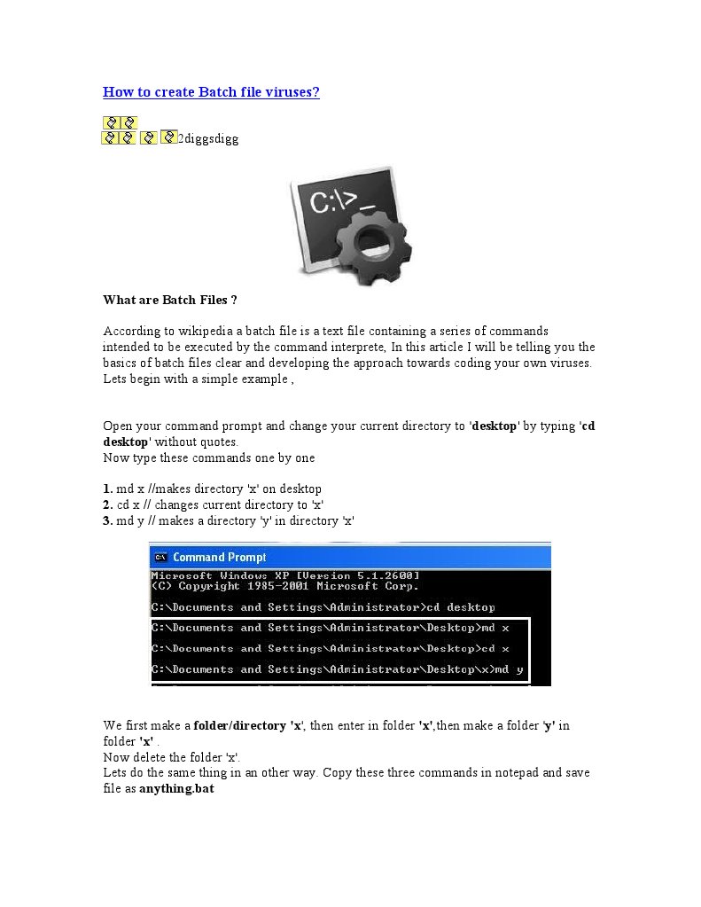 How To Create Batch File Viruses | PDF | Computer Virus | Ibm Pc Compatibles
