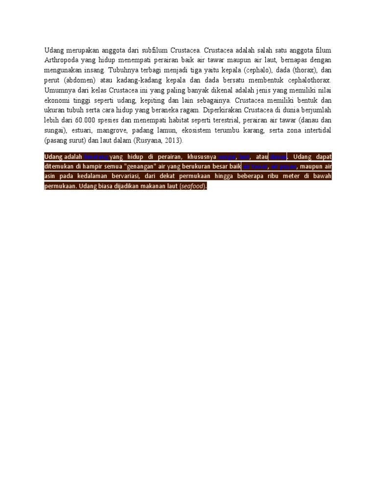 Udang: Anggota Crustacea di Perairan | PDF