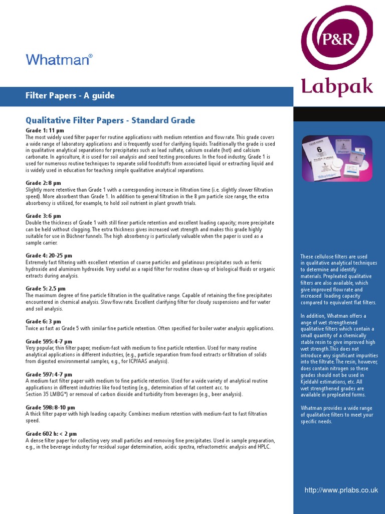 Whatman Filter Paper Guide | Download Free PDF | Filtration ...