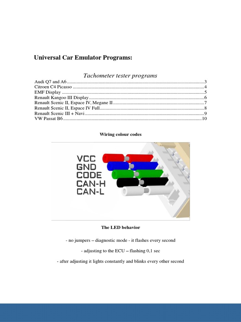 Tachometer Tester Programs: Universal Car Emulator Programs | PDF ...