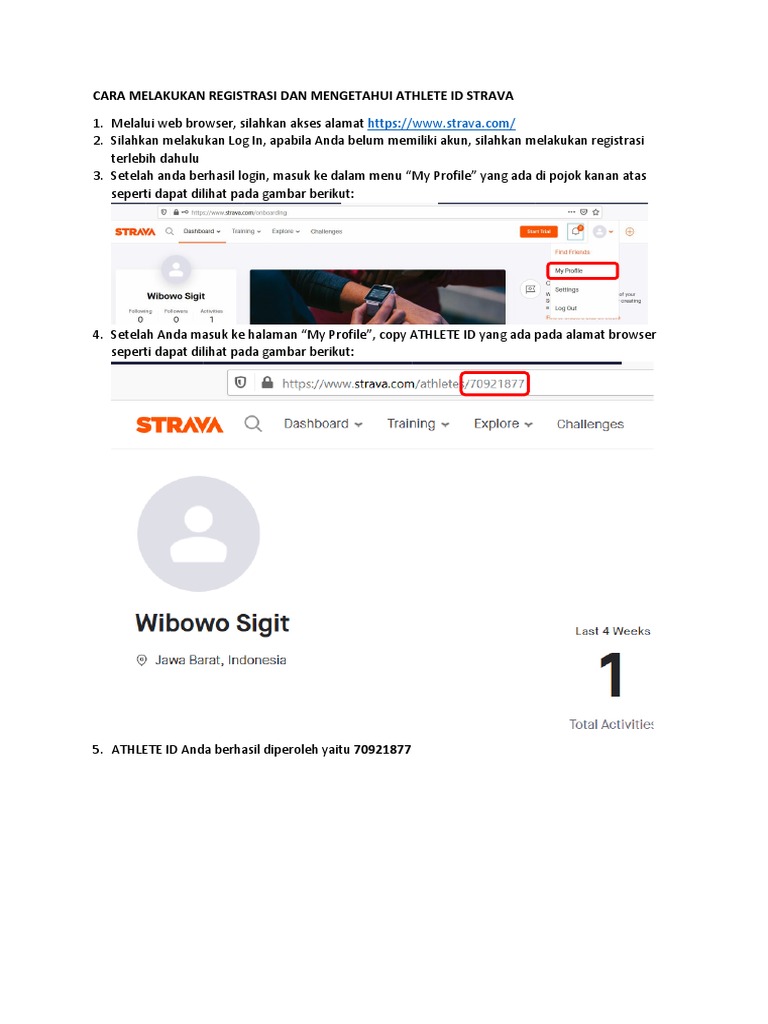 Panduan Registrasi dan ID Strava | PDF