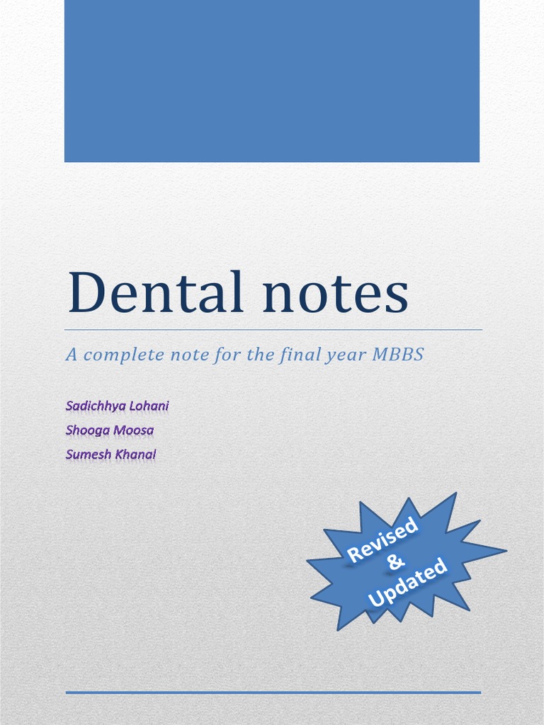 Comprehensive Dental Notes for MBBS | PDF | Dentin | Oral Hygiene