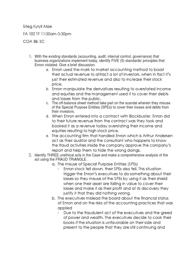 Enron Scandal Pdf Enron Mark To Market Accounting
