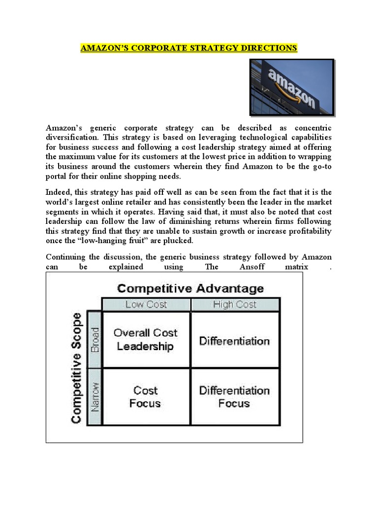 Amazon's Cost Leadership Strategy Analysis | PDF | Strategic Management ...