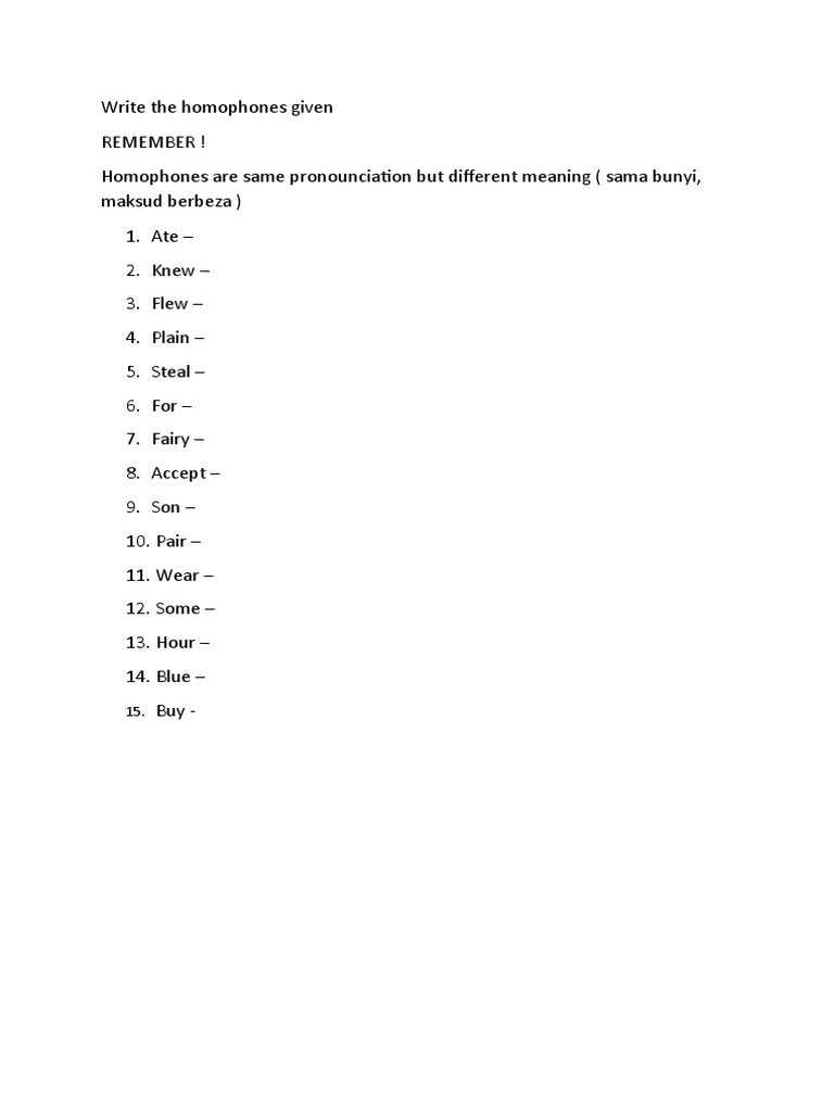 Homophones for Language Learners | PDF