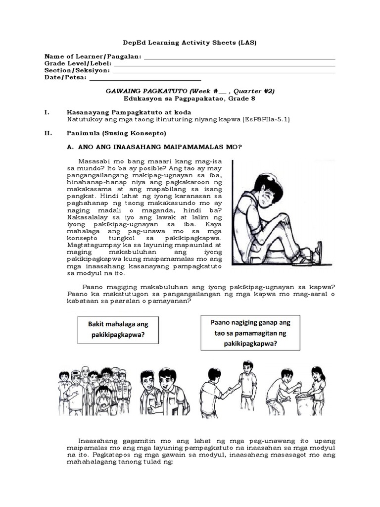 ESP G 8 Learning Activity Sheets | PDF