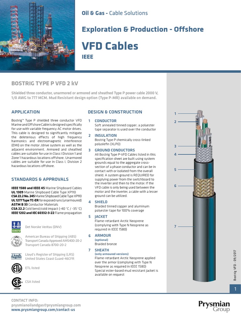 VFD Cables: Exploration & Production - Offshore | PDF | Electrical ...
