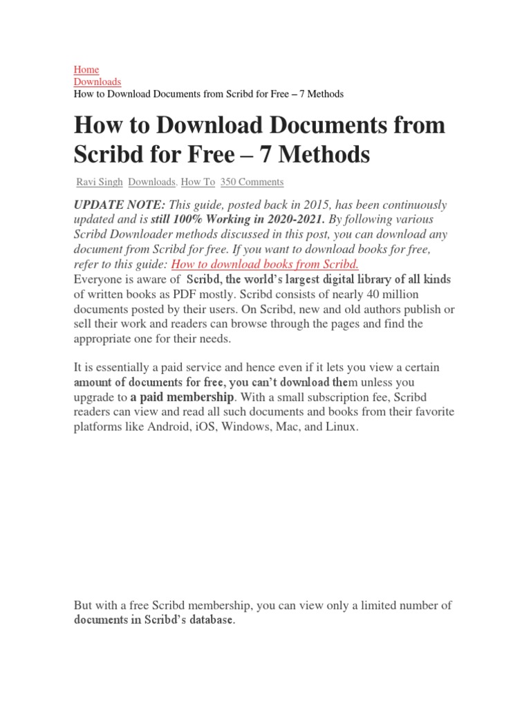How To Download Documents From Scribd For Free - 7 Methods | PDF ...