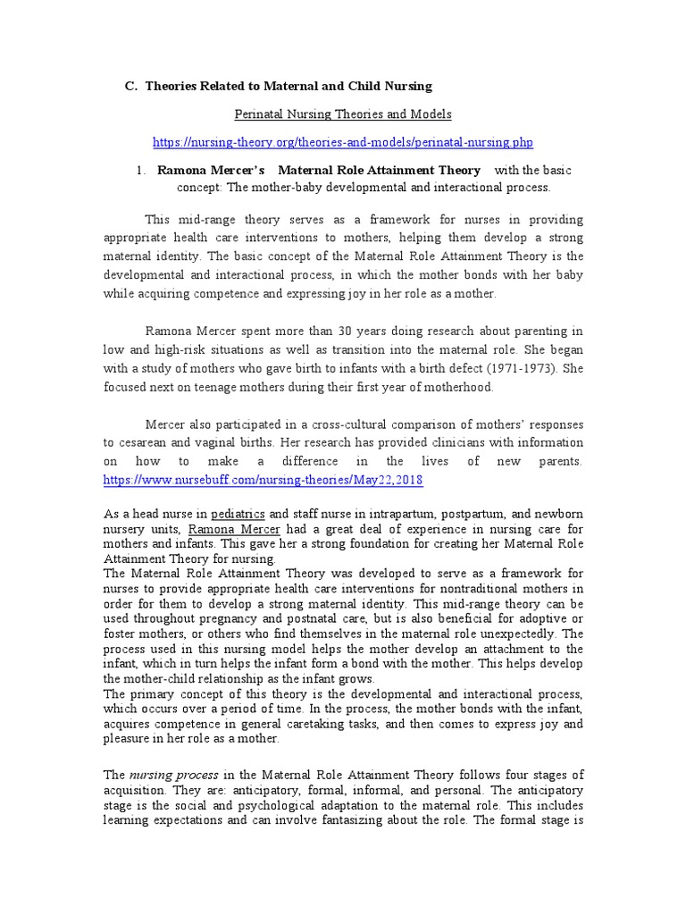 Maternal Role Attainment Theory | PDF