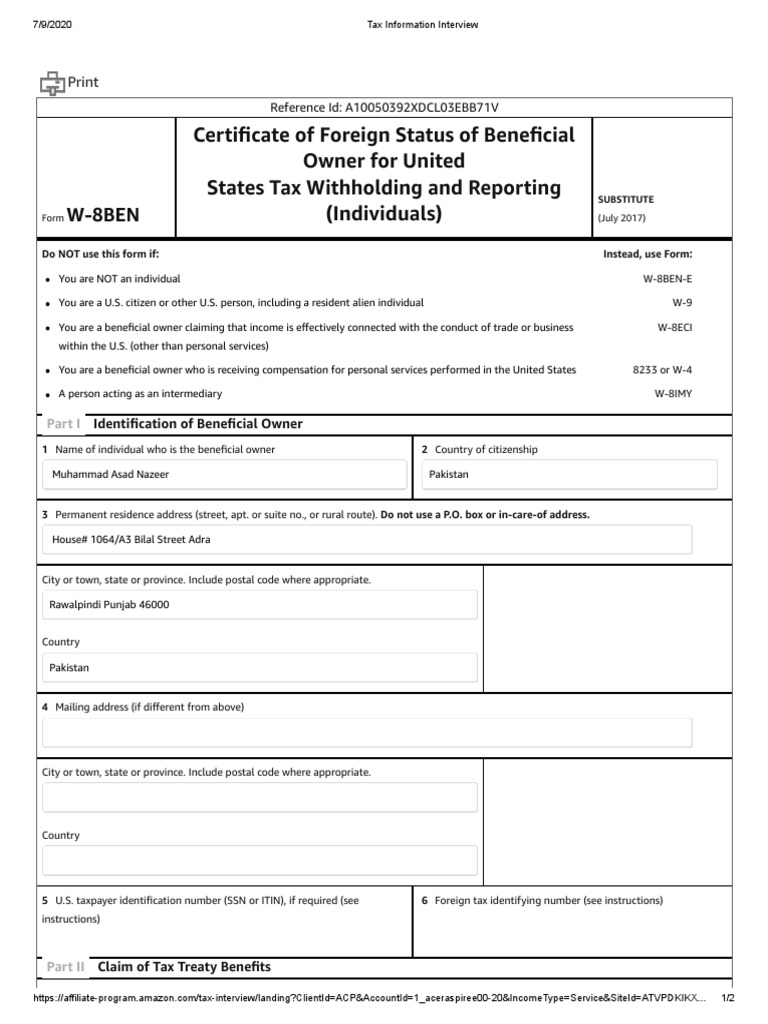 Amazon Tax Information Interview | PDF | Tax Treaty | Withholding Tax