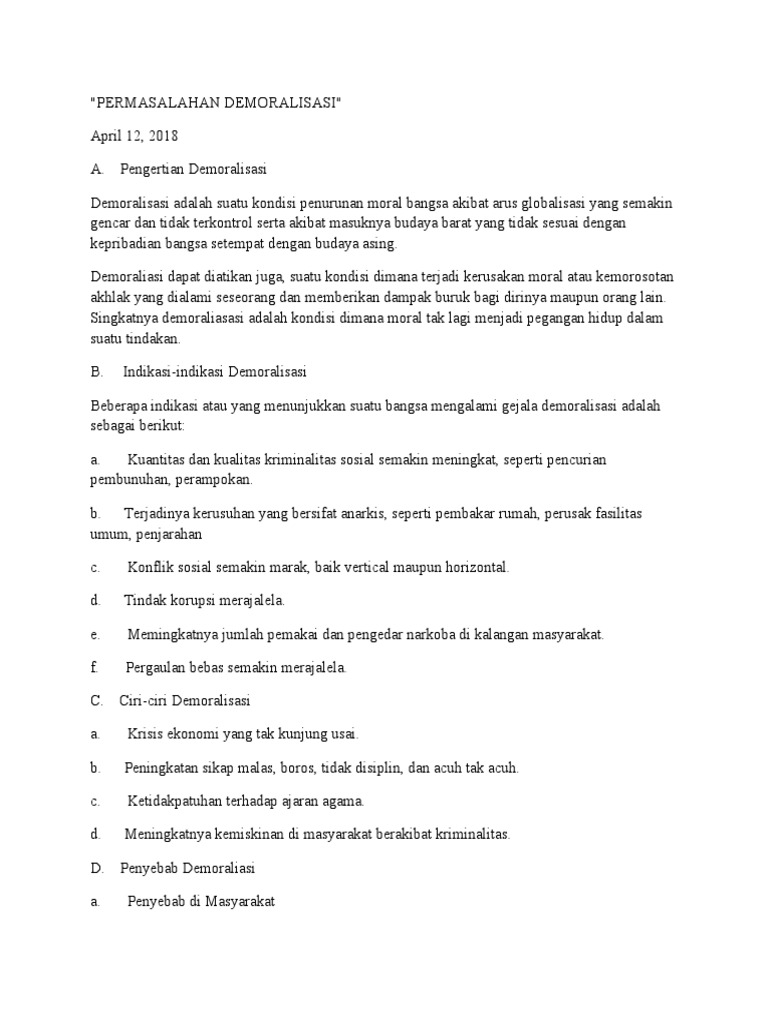 Permasalahan Demoralisasi | PDF | Gaya Hidup