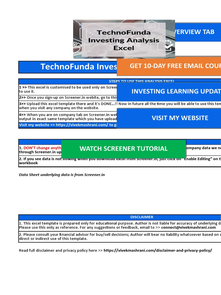 TechnoFunda Investing Screener Excel Template - VF | PDF | Equity ...