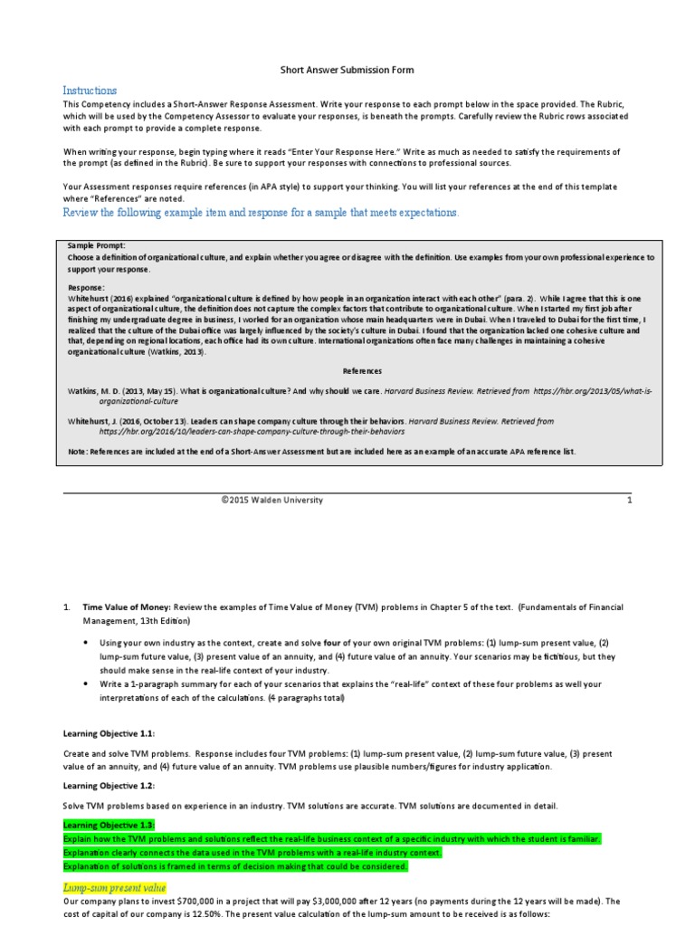 Instructions: Short Answer Submission Form | PDF | Time Value Of Money ...