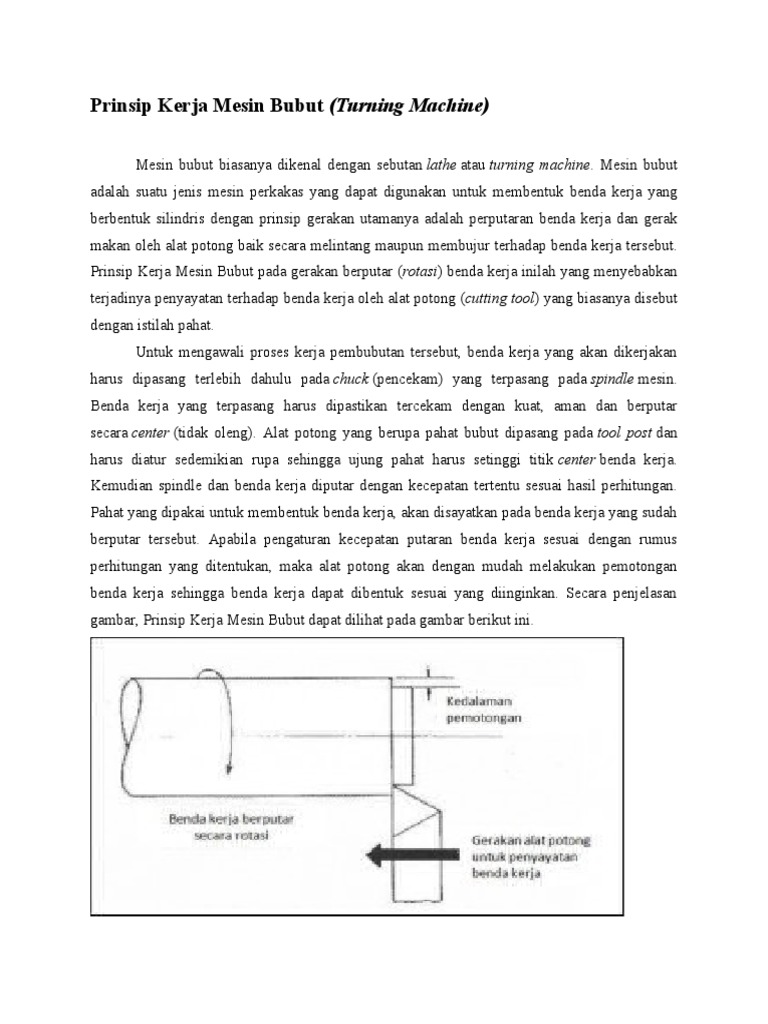 Prinsip Kerja Mesin Bubut | PDF | Teknologi & Rekayasa