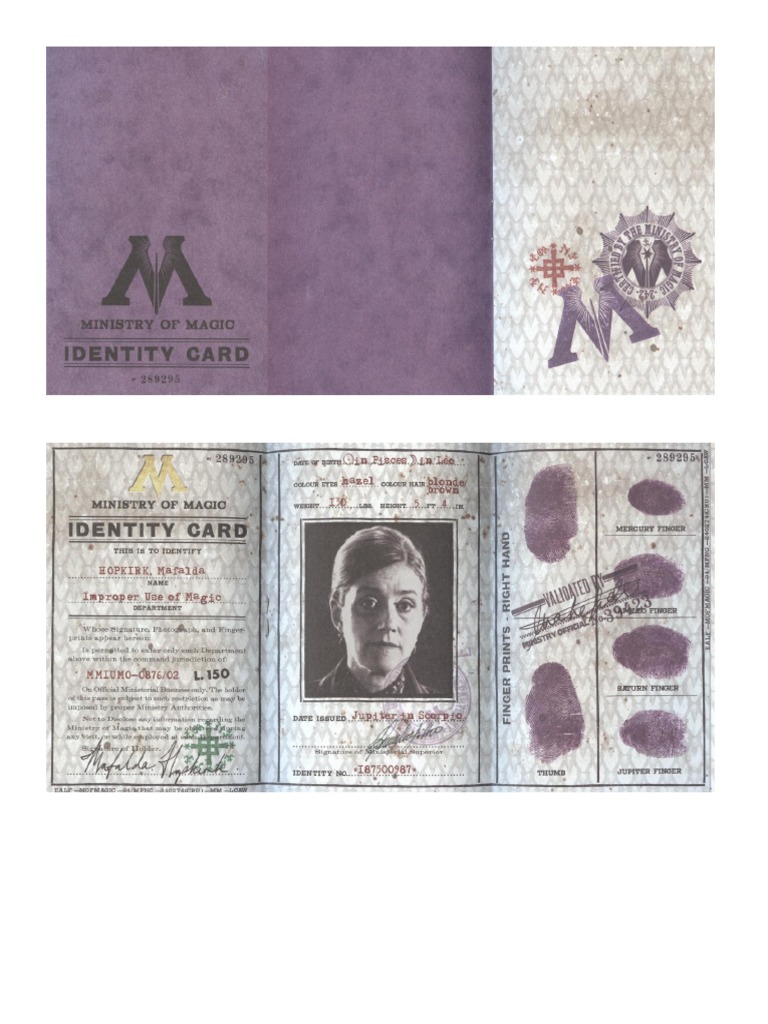 Small Printable Ministry of Magic Identification Booklet | PDF