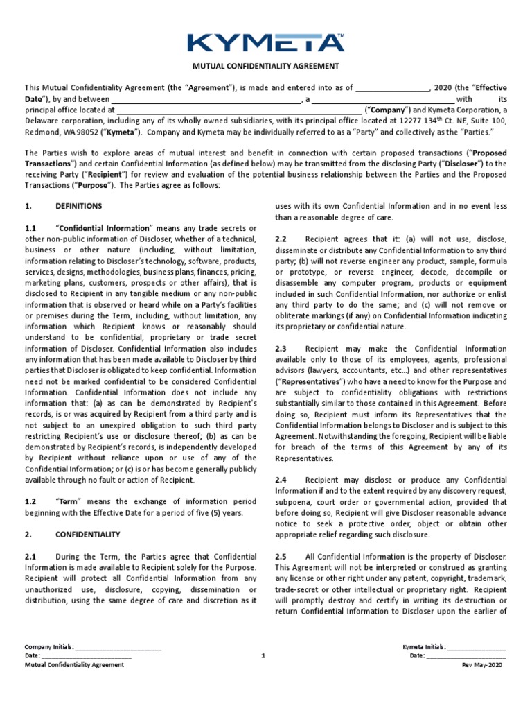 Mutual Confidentiality Agreement | PDF | Discovery (Law) | Legal Remedy