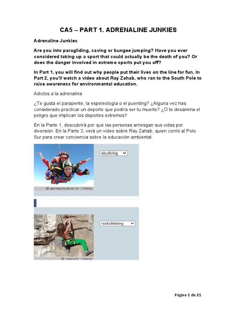 Adictos a la adrenalina y deportes extremos | PDF | Deportes | Nadando